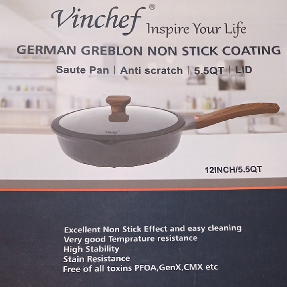 vinchef | Kitchen | Vinchef Nonstick Saute Pan With Lid Gray | Poshmark